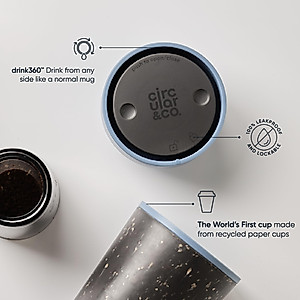 Circular & Co Reusable Coffee Cup - 16oz - 100% Leakproof Large Travel Mug - Made from Recycled Coffee Cups - Sustainble Coffee Tumbler - 360 Drinking - BPA Free - Dishwasher Safe
