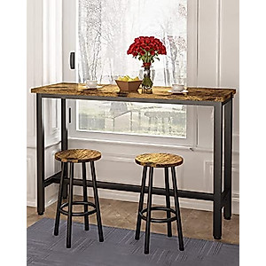DKLGG Small Bar Table with Stools, Rectangle Bar Table and Chairs Set, Counter Height Tabletop for Breakfast Restaurant Dinner Living Party Room Small Space, 3-Piece Pub Dining Furniture, Bistro Set
