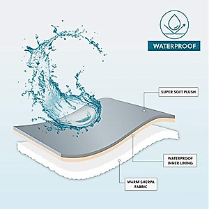 Bedsure Waterproof Dog Blankets for Small Dogs - Small Cat Blanket Washable for Couch Protection, Sherpa Fleece Puppy Blanket, Soft Plush Reversible Throw Furniture Protector, 25"X35", Grey