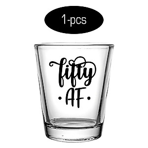 Veracco Fifty AF Fifty Squad Cheers To 50 Years Shot Glasses Birthday Gift For Someone Who Loves Drinking Bachelor 50th Funny Party Favors Fifty and Fabulous (Clear, Glass)