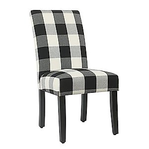 Meadow Lane Black Plaid Parsons Dining Chair - Set of 2, Wood