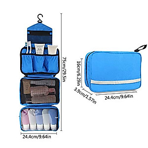 Relavel Cosmetic Pouch Toiletry Bags Travel Business Handbag Waterproof Compact Hanging Personal Care Hygiene Purse (Blue)