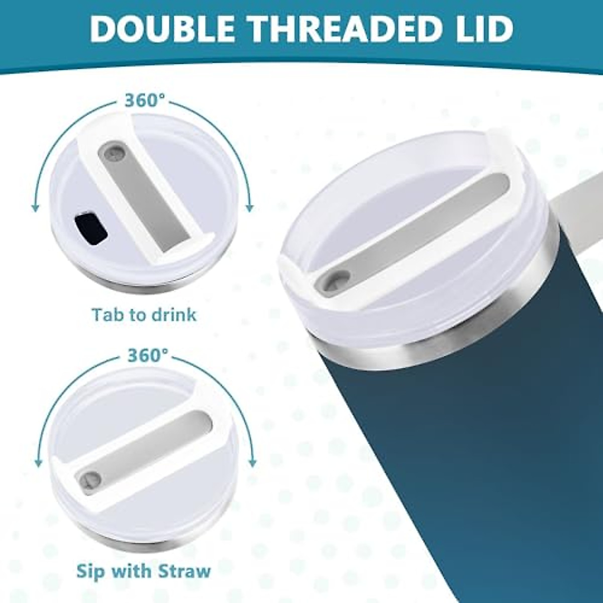 MCHIVER Blue Teal Gradient 40 oz Tumbler with Handle and Straw Stainless Steel Vacuum Water Bottle Leak-proof Travel Coffee Mug Insulated Cup for Car Home Office