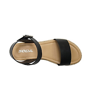 Soda Clip Top Shoe Women's Open Toe Ankle Strap Espadrille Sandal (7.5 M US, Black New)