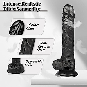 Black Silicone Strong Suction Cup for Hands-Free Realistic Classic Wand of 8 inches Size Silicone Material, The Design Conforms to The Human Body Shape and Curve