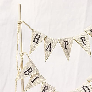 Happy Birthday Cake Topper, Birthday Cake Bunting Topper Cake Topper Garland Handmade Food-Grade Safe Gender Neutral Party Decorations