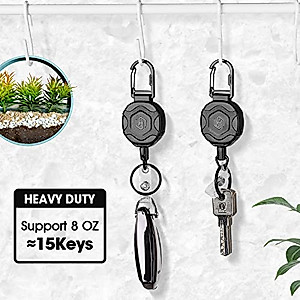 2 Pack Retractable Keychain,Heavy Duty Retractable Badge Holders,Tactical ID Badge Reel with 31.5" Retractable Cord,Multitool Carabiner Key Chain,8 oz, Black