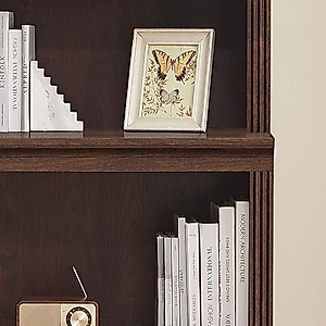 JAHRSTIM Multi-Depth Bookshelves and Bookcase Floor Standing 5 Tier Display Shelves Organizer and Storage, 72in Tall Bookshelf for Home Office, Living Room, Bed Room, Kitchen, Dark Cherry