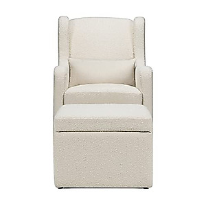 Carter's by DaVinci Adrian Swivel Glider with Storage Ottoman in Ivory Boucle, Greenguard Gold & CertiPUR-US Certified