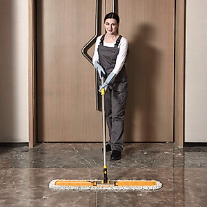 Yocada 36" Commercial Industrial Cotton Mop Dust Floor Mop with Total 2 Mop Pads for Cleaning Office Garage Hardwood Warehouse Factory Mall Deck 59 Inch Long