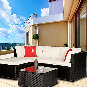 Deserqi 6-Piece Patio Cushion Cover Outdoor Patio Cushion Cover with Zipper Waterproof Replacement for 3-Piece Patio Furniture Set, Outdoor Cushion Cover Gray Coffee, Cover Only