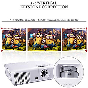 QXue Portable Projector HD Video Projector,with +/- 40°Keystone Correction,3500 Lumens Compatible Smartphone Support HDMI/USB,for Ideal, Home, Teaching, Training