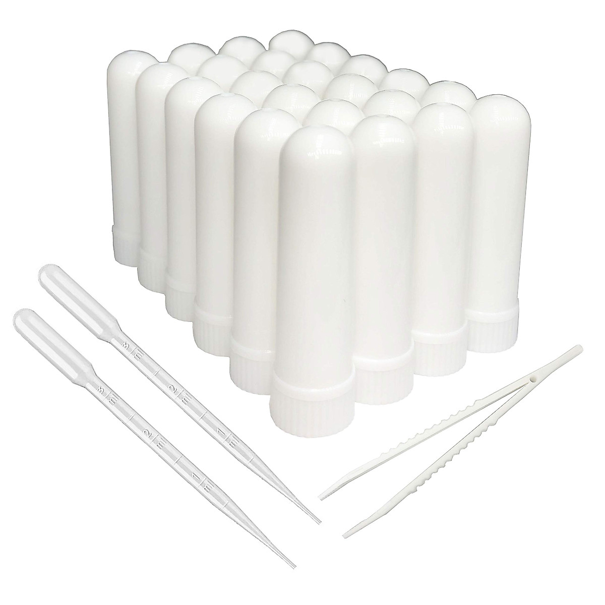 zison Essential Oil Aromatherapy Blank Nasal Inhaler Tubes (Including 24 Complete Sticks + Including 12 Extra Stick +2 Polyethylene Pipette Droppers +1Plastic Tweezers)