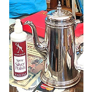 Town Talk Professional Anti-Tarnish Silver Polish (8.5 Oz), Non-Abrasive, Non-Toxic, Safe, Easy to Use Metal Polish for Restoring Shine and Protecting Silver, Silver Jewelry and Flatware.