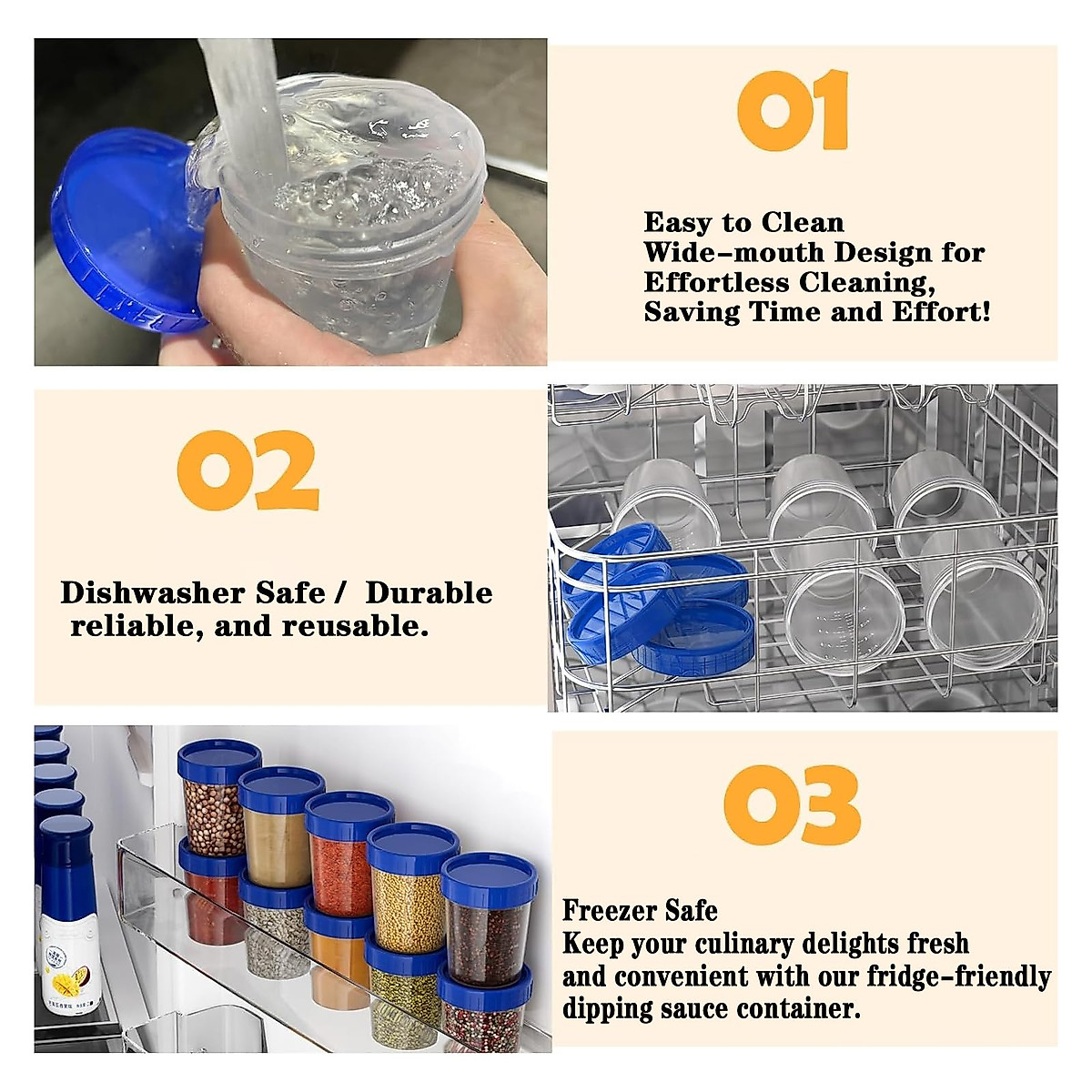 MYKIIA 4-Ounce Small Container With Lid, Salad Dressing Container, Food Storage Container, Airtight And Leak Proof Seasoning Container With Spiral Lid, Reusable Sauce Container（12PCS）