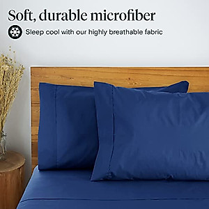 LuxClub 6 PC Queen Sheet Set, Bed Sheets Queen Size, Deep Pockets 18" Eco Friendly Wrinkle Free Cooling Bed Sheets Machine Washable Hotel Bedding Silky Soft - Navy Queen