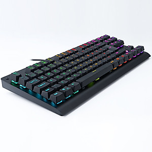 HUO JI E-Element Mechanical Eagle Z-77 Programable RGB Backlit Mechanical Gaming Keyboard with DIY Blue Switches, 88 Keys Anti-Ghosting,UK Layout, Black