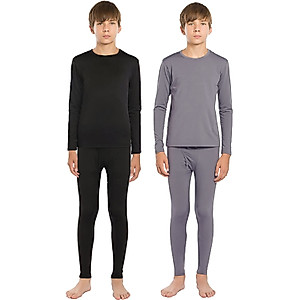 ViCherub Boys Thermal Underwear Set Fleece Lined Long Johns Kids Top & Bottom Knit Base Layer Winter Warm 2 Sets for Boy