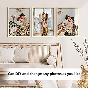 ArtbyHannah 11x14 Framed Abstract Wall Art Set of 3 with Minimalist Black Line Prints for wall decor