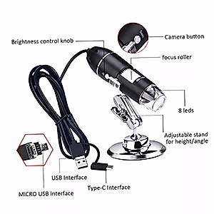 LXXSH Digital Microscope Magnifying Camera with Light Charging Stand Handheld Inspection Magnifier (Color : A, Size : One Size)