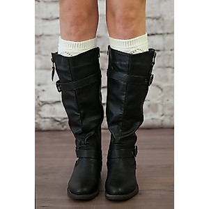 Modern Boho Knit Boot Cuffs Criss Cross Pattern Boot Toppers Ivory