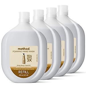 Method Premium Foaming Hand Wash Refill, Ylang Ylang + Hyacinth, Recyclable Bottles, Biodegradable Formula, 28 fl oz (Pack of 4)