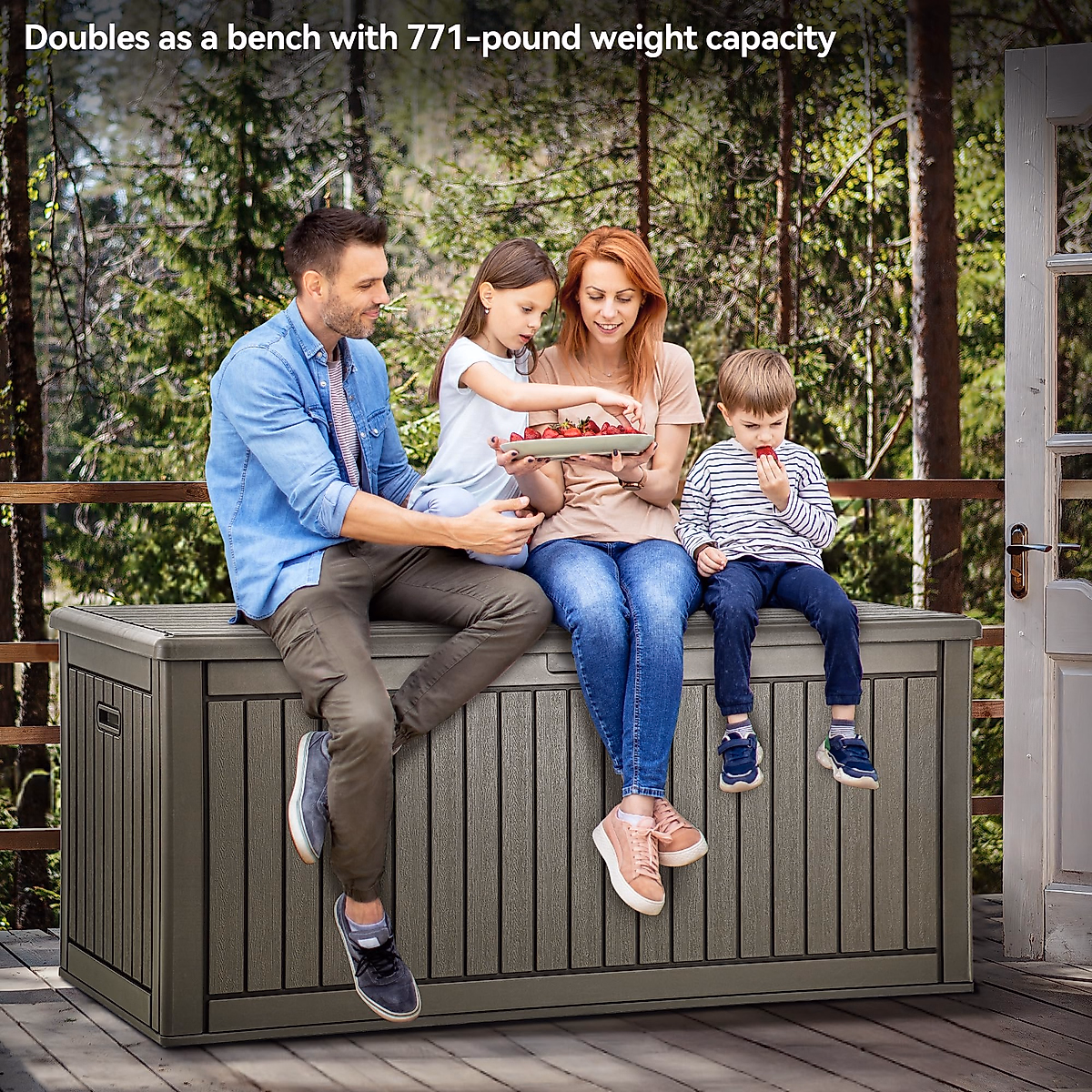 YITAHOME 260 Gallon Double-Wall Deck Box with Divider & Side Handles, Outdoor Large Storage for Patio Furniture Cushions, Garden Pool Accessories, Water Resistant & Lockable