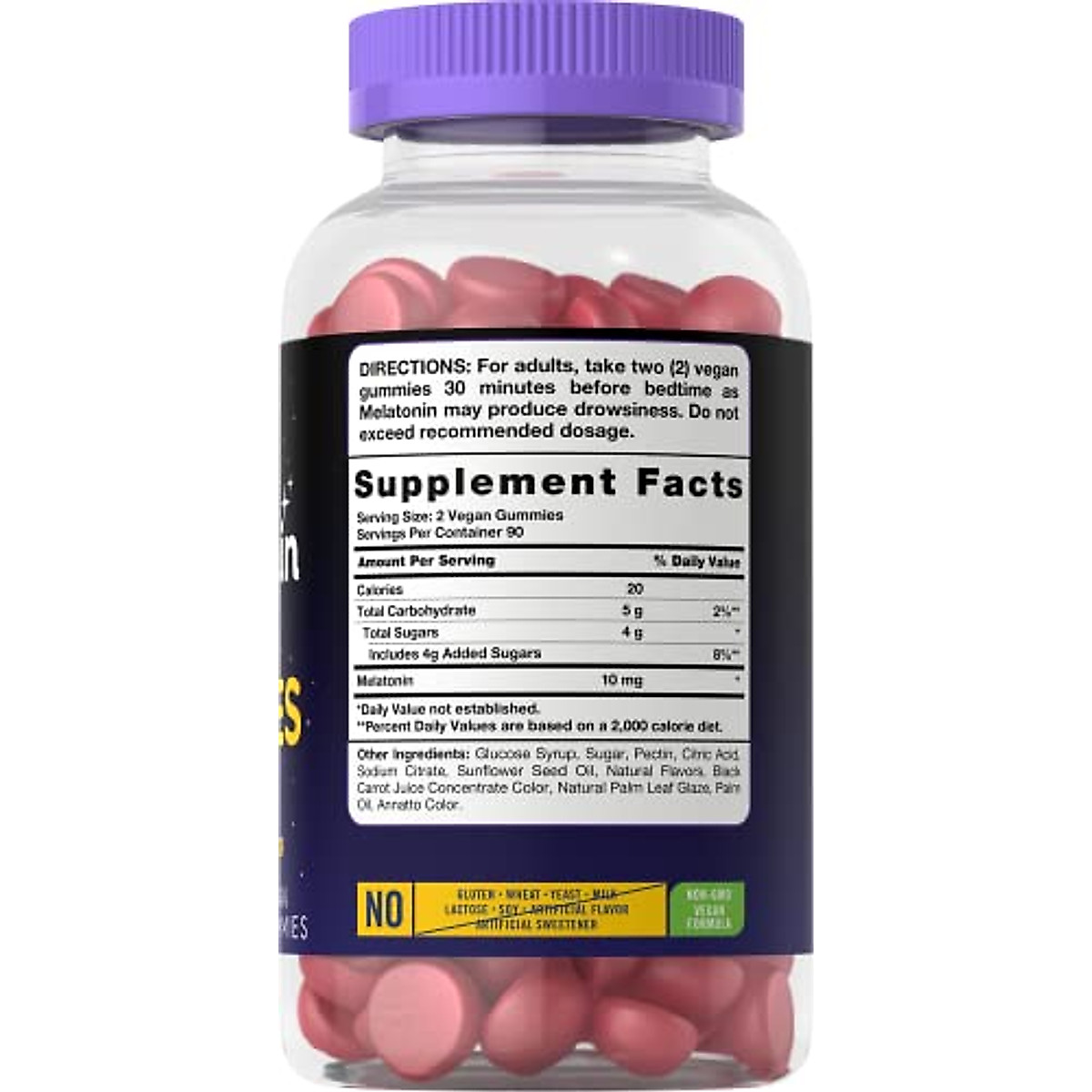 Carlyle Melatonin Gummies 10mg | 180 Count | Adult Drug Free Aid | Natural Berry Flavor | Vegan, Non-GMO, Gluten Free