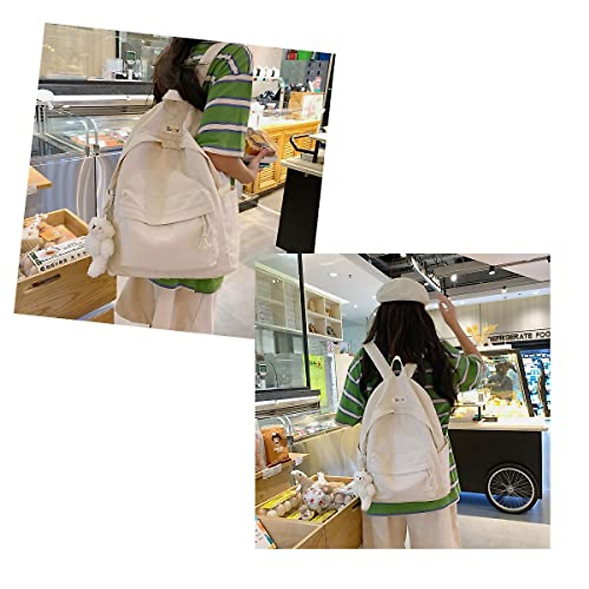 Woman Kawaii Backpack Cute Bags Casual Travel Holds 14 Inch Laptop Backpack for College Backpack Casual Daypack (White)