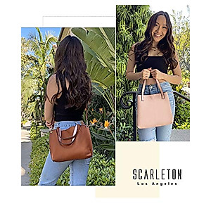 Scarleton Leather Tote Bag for Women, Womens Purses and Handbags, Reversible Tote Bags for Women, Purses for Women, H184220190405 - Brown/Pink