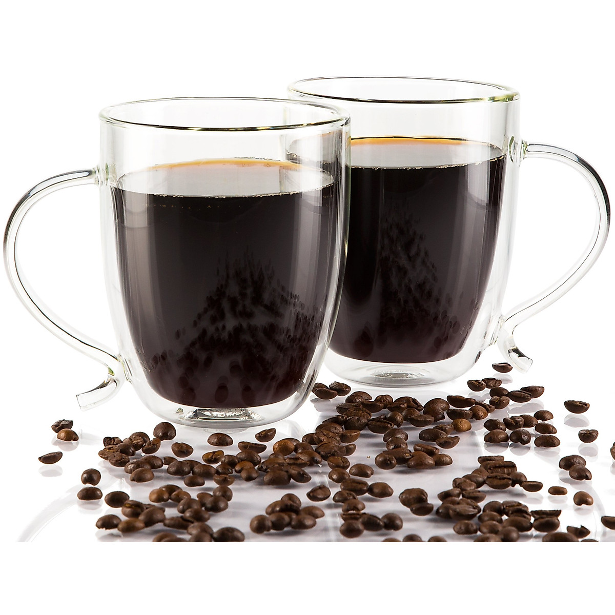 Backyard Bum EXTRA LARGE 20 ounce Premium Coffee Mugs for Men and Women | Double Wall, 20 oz. Insulated Mugs, Set of 2 | Latte, Tea, Cappuccino | Clear Glass Mugs with Handle PLUS Recipe Ebook