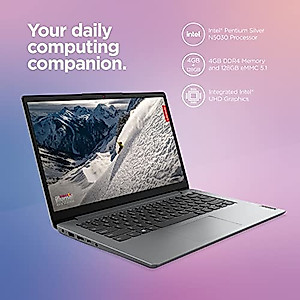 Lenovo 2023 Newest Ideapad 1i Laptop, 14 inch HD Display, Intel Quad-Core Processor, 4GB RAM, 256GB Storage, Wi-Fi 6, Bluetooth, Cloud Grey, Windows 11 Home in S Mode, Bundle with JAWFOAL