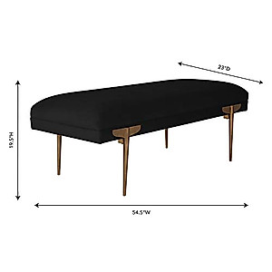 TOV Furniture Brno Glamorous Velvet Upholstered Accent Bench, 53.5"W Black