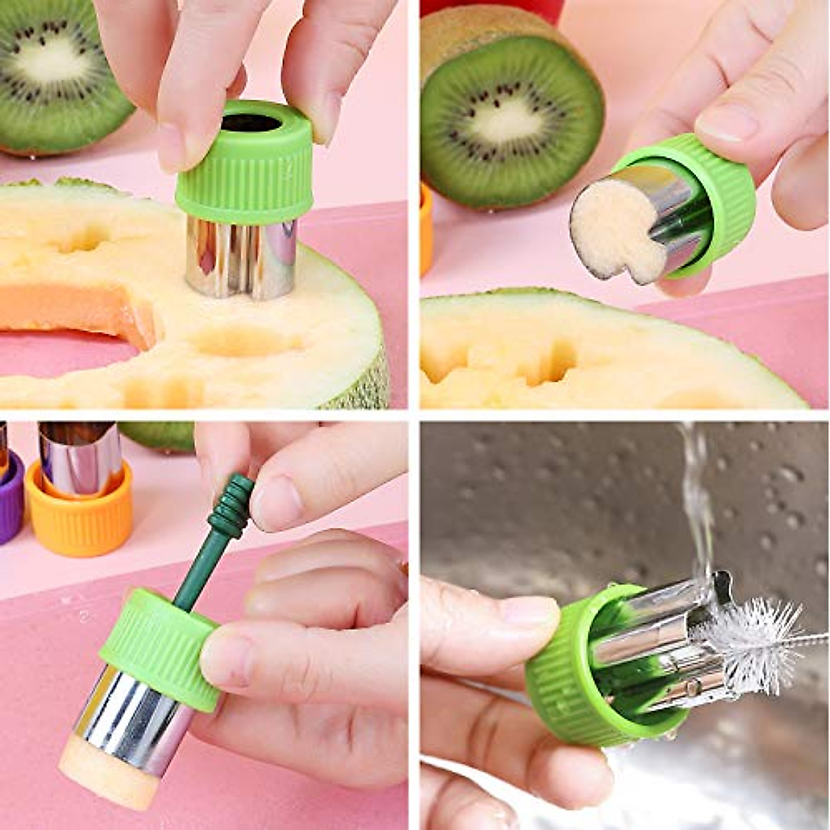 Mini Cookie Cutter Set 30 pcs for Kids Vegetable Cutters and Fruit Stamp Mold Different Shapes and Sizes Stainless Steel