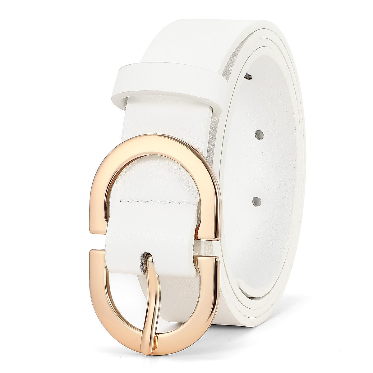 XZQTIVE Women's Leather Belts for Jeans Pants Dress Plus Size Ladies Black Belt with Gold Buckle