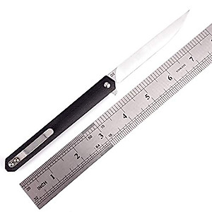 Samior G1035 Small Slim Folding Pocket Flipper Knife, 3.5 inch D2 Drop Point Blade, Black G10 Handle with Liner Lock Pocket Clip, Gentleman's EDC Pen Knives 1.3oz