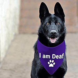 BLUPARK Funny Pet Dog Cat Bandana Scarf I Am Deaf Dog Bandana Handkerchief Scarf Tie On Special Needs Dog (I am Deaf)