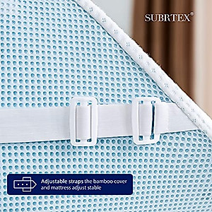 subrtex 2 Inch Bed Mattress Topper and Removable Bamboo Cover Bundle (Twin)