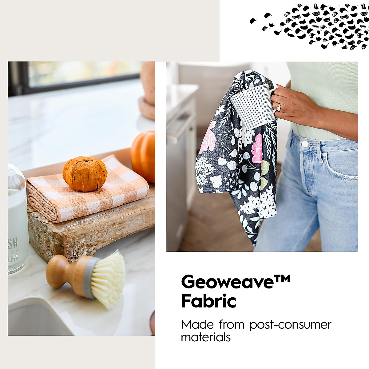 GEOMETRY Fall Kitchen Towels - Quick Dry Microfiber Cloth Fall Dish Towels for Kitchen Drying - Premium Quick Dry Towel (Pumpkin Patch, 18" x 30" (1 Pack))