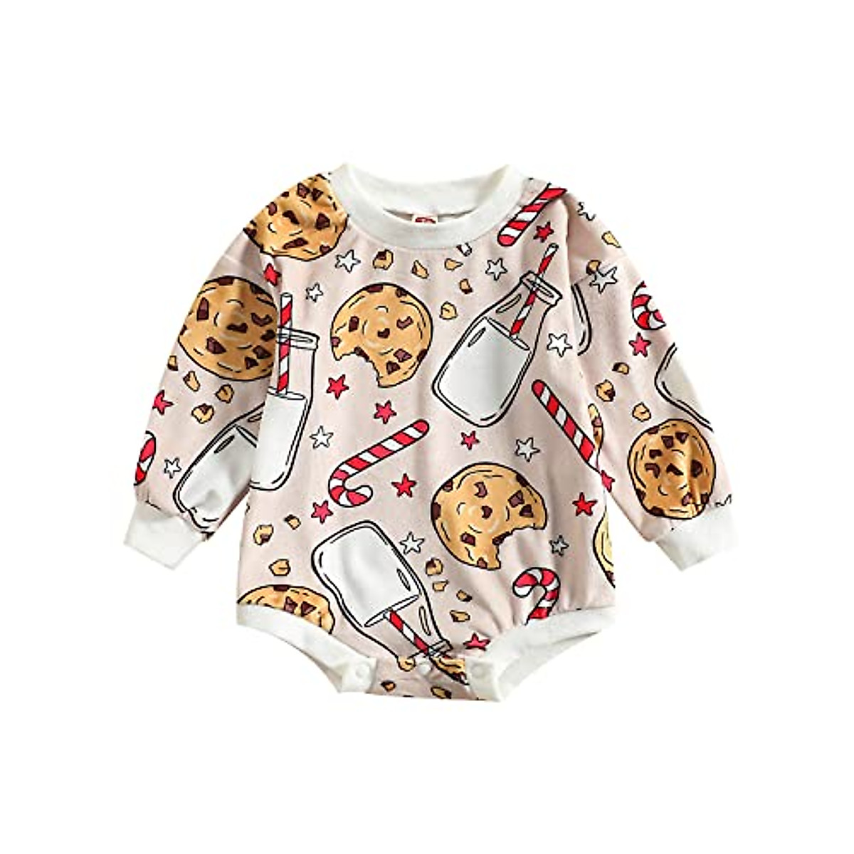 Cevoerf Infant Baby Girl Boys Christmas Outfit - Oversized Xmas Cookie Print Romper Sweatshirt Christmas Clothes
