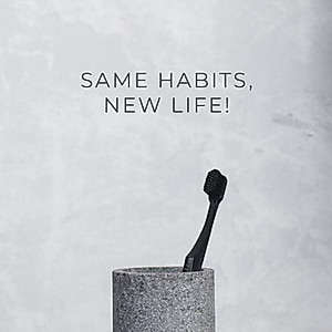 Habit Toothbrush | Ultra-Soft | 6500 Bristles | Travel Cover | Gentle Cleaning with Ergonomic Head | (3 Pack, Black)