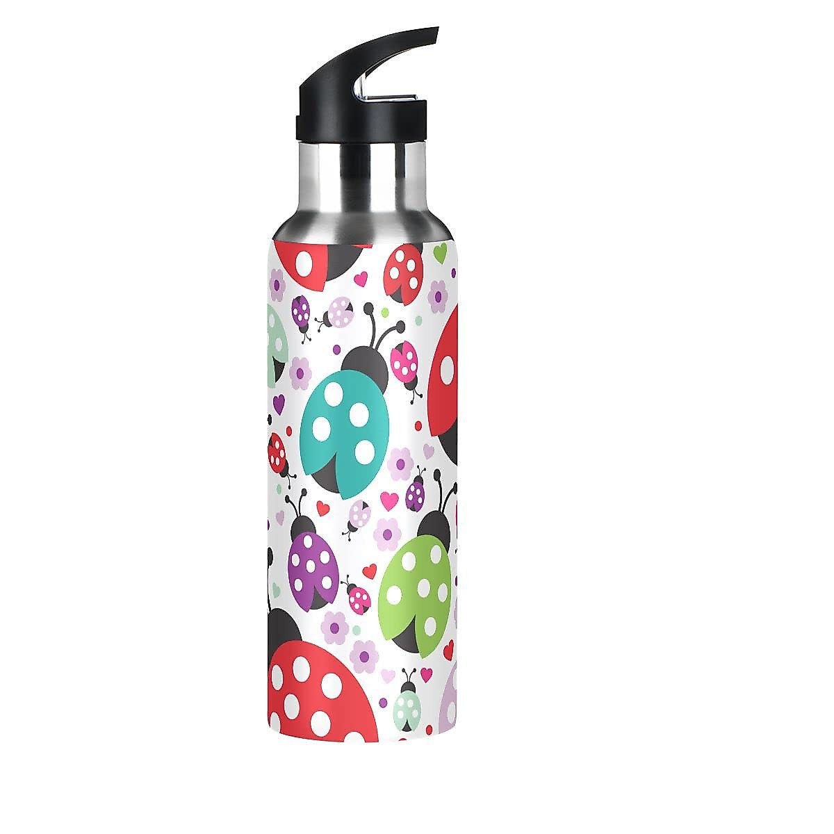 xigua Ladybug Water Bottle Double Walled Stainless Steel Leak Proof Thermo Flask for Sports Gym Cycling Outdoor,20 oz.