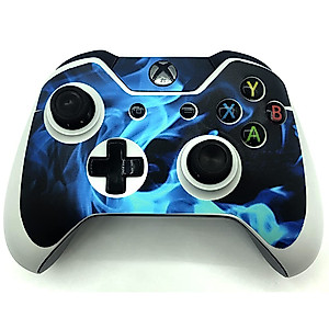 UUShop Protective Vinyl Skin Decal Cover for Microsoft Xbox One Blue Fire Flame(Upgraded)