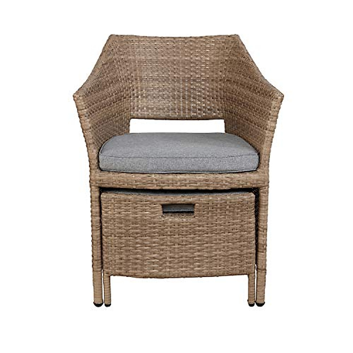 Kokoli All-Weather Conversation Set with Set of 2 Chairs with Ottomans and 17" H Accent Table