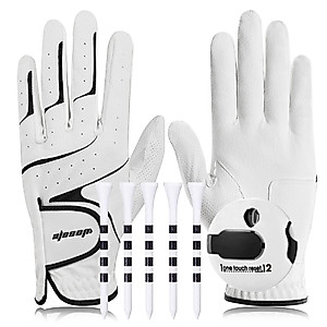 Golf Glove Left Hand Men PU Transparent Non-Slip Nanocloth Lycra Accessories No Sweat Comfortable all Weather with Scorer and Tee