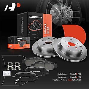 A-Premium 12.13 inch (308.10mm) Rear Vented Disc Brake Rotors + Ceramic Pads kit Compatible with Select Infiniti and Nissan Models - FX35, Q50, QX70, JX35, M35H, M37, M56, Q60, Murano, Pathfinder