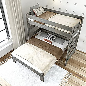 Plank+Beam Rustic Twin Over Queen L Shape Bunk Bed, Driftwood