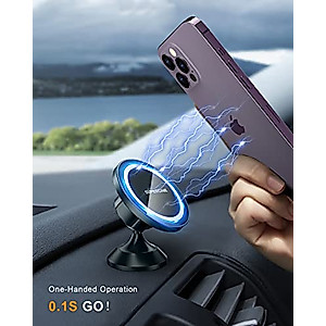 SUPERONE Fits MagSafe Car Mount, [Strongest Magnets] Hand Free 360° Rotation [No Drop Genuine 3M Adhesive] Magnetic Dashboard Car Holder for iPhone 14 13 12 Pro Max MagSafe Case