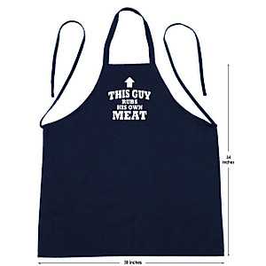 BBQ Apron This Guy Rubs His Own Meat Funny Aprons For Men, Black, Extra Long Ties, One Size Fit All