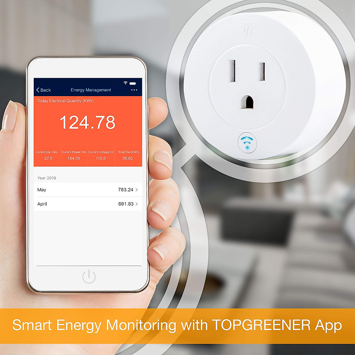 TOPGREENER TGWF115PRM Wi-Fi Plug with Energy Monitoring, Smart Outlet, Control Lights and Appliances from Anywhere, No Hub Required, White, Works with Amazon Alexa and Google Assistant - Amazon Vine